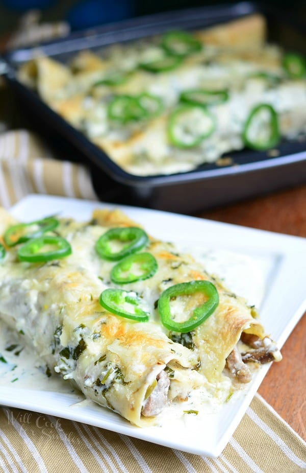 Steak Enchiladas with Jalapeño Cilantro Cream Sauce - Will Cook For Smiles