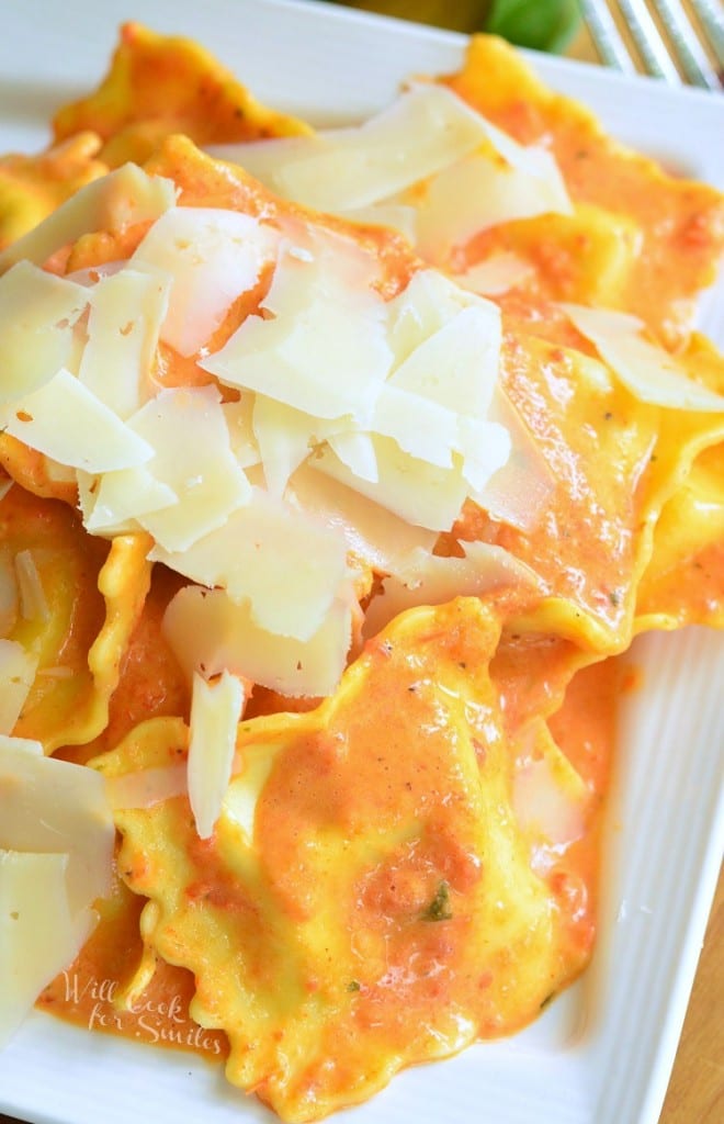 Ravioli in Creamy Red Pepper Sauce - Will Cook For Smiles