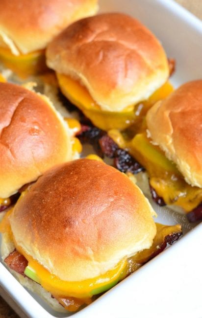 Apple Bacon Cheddar Baked Sliders - Will Cook For Smiles