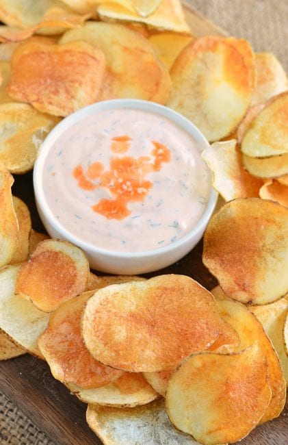 Homemade Potato Chips with Buffalo Ranch Dip - Will Cook For Smiles