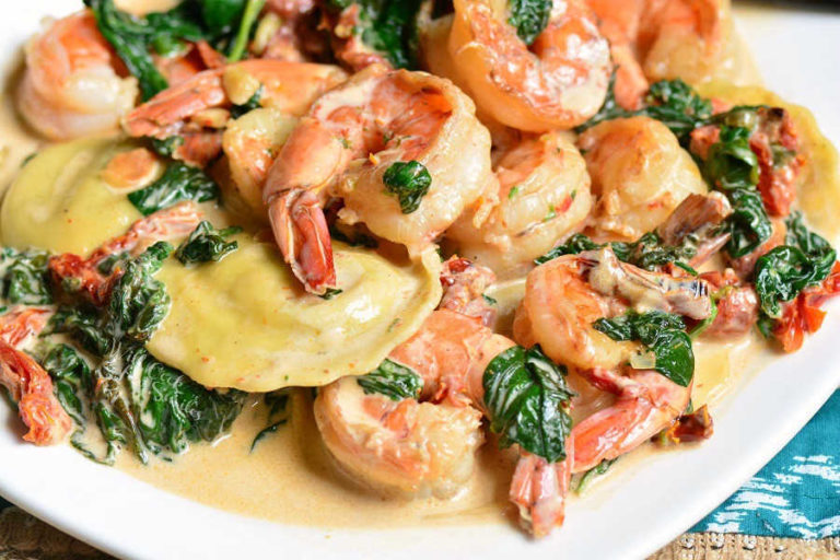 Creamy Tuscan Shrimp Ravioli - Will Cook For Smiles