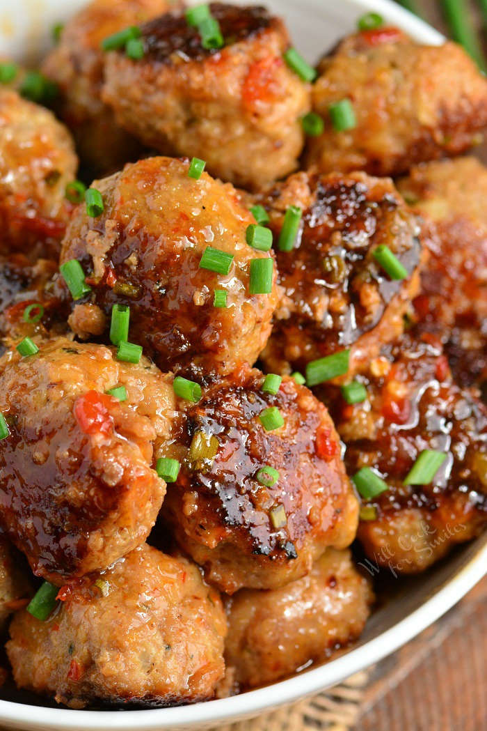 Thai Sweet Chili Turkey Meatballs - Will Cook For Smiles