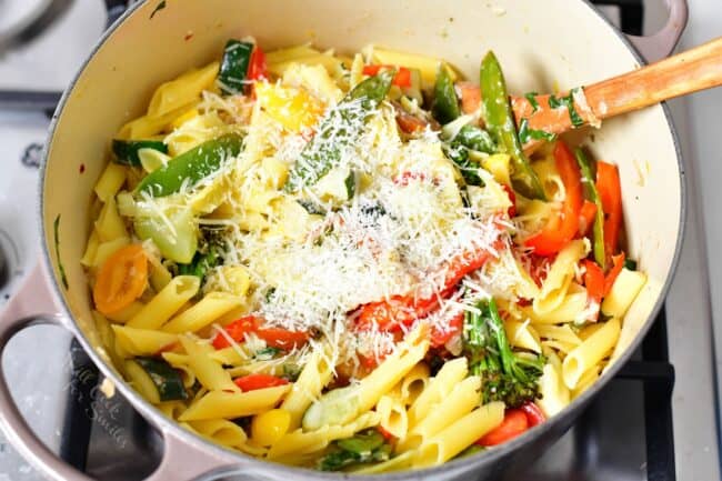 Pasta Primavera - Loaded with Vegetables and Lemon Parmesan Sauce