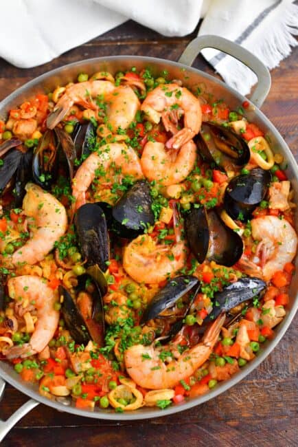 Family Favorite Paella Recipe - Beautiful Paella with Seafood and Chicken