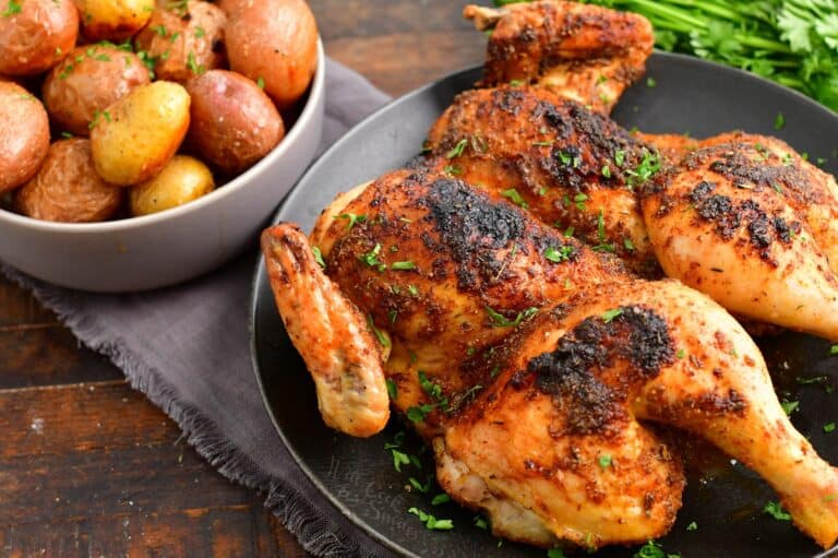 Spatchcock Chicken (Roasted with Potatoes)