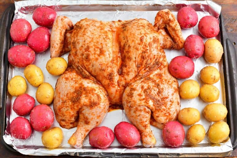 Spatchcock Chicken (Roasted with Potatoes)
