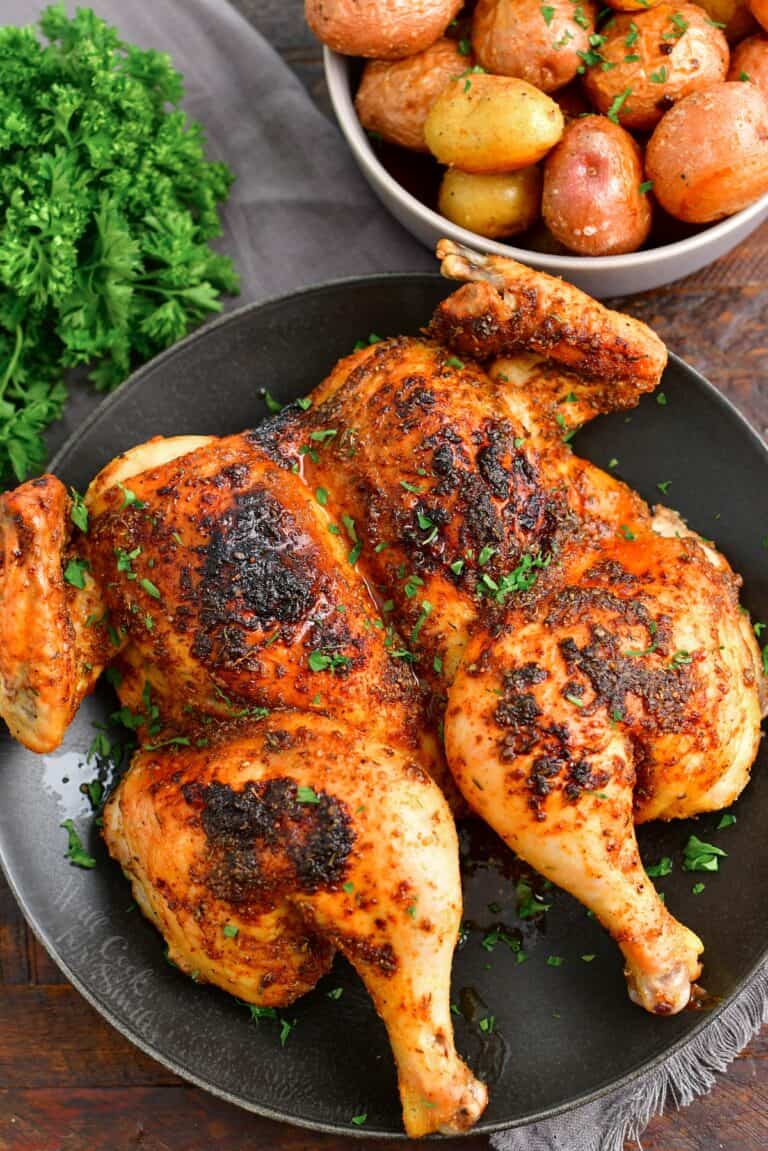 Spatchcock Chicken (Roasted with Potatoes)