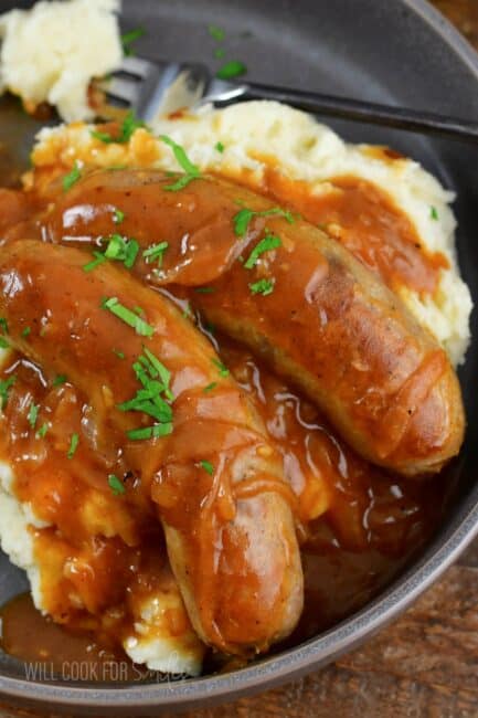 Bangers and Mash (Sausage with Onion Gravy)