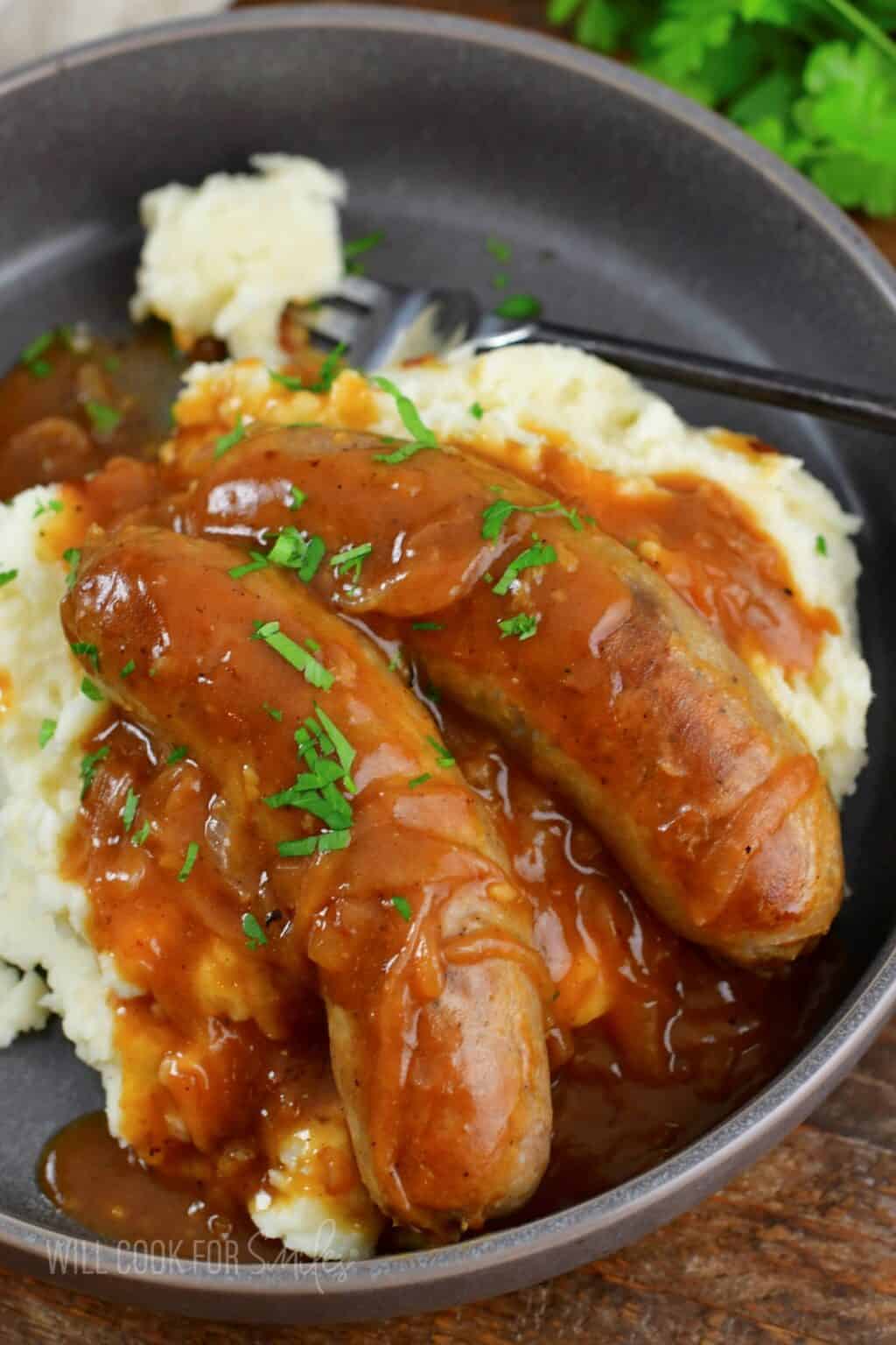 Bangers and Mash (Sausage with Onion Gravy)